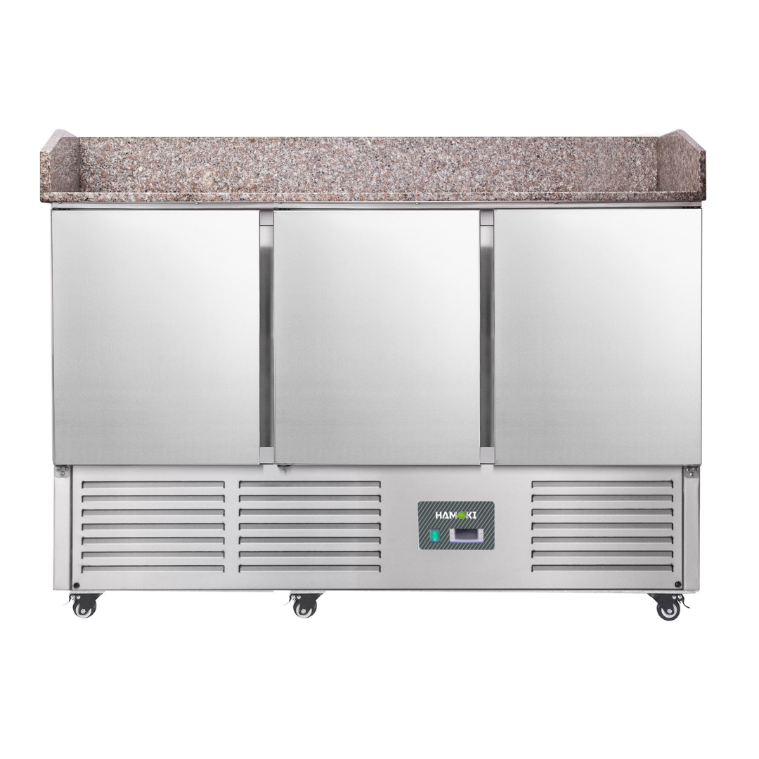 3 Door Refrigerated Salad Prep Counter with Granite Worktop - 346L (PZ ...